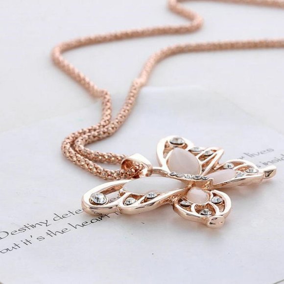 Rose Gold | Jewelry | Rose Gold Butterfly Necklace | Poshmark